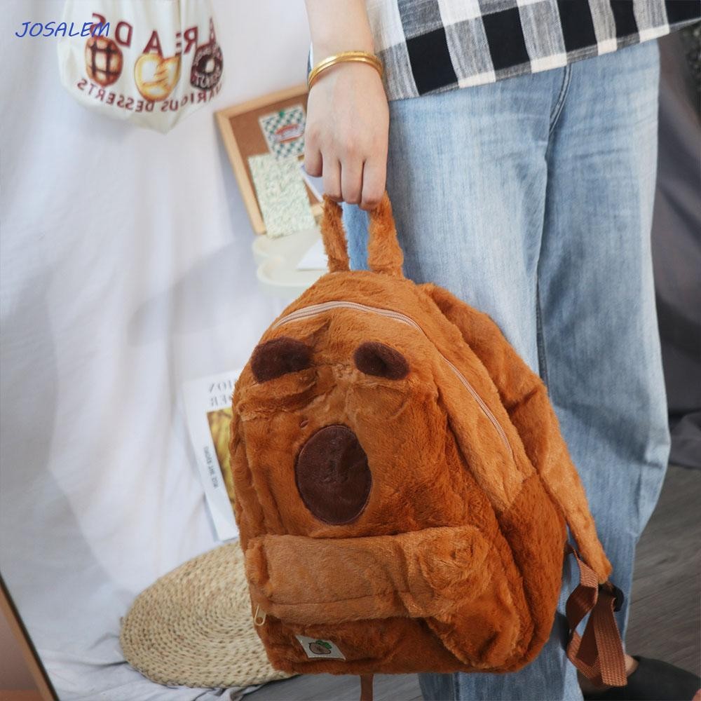 JOSALEM Capybara Plush Backpack, Large Capacity Animal Capybara ...