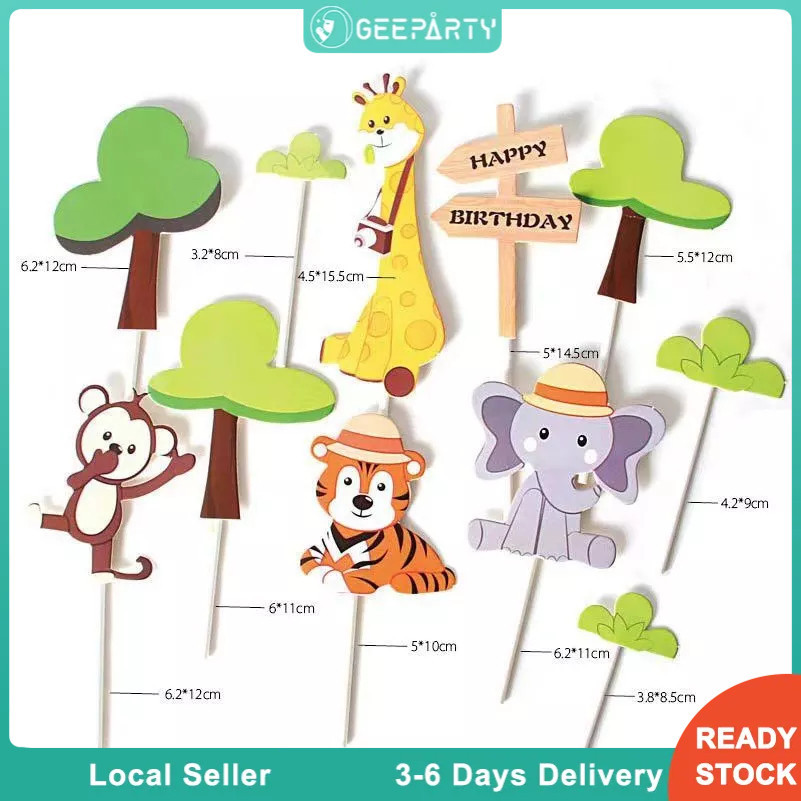 GeeParty 11 Pcs Cute Jungle Forest Animal Theme Birthday Party Paper ...