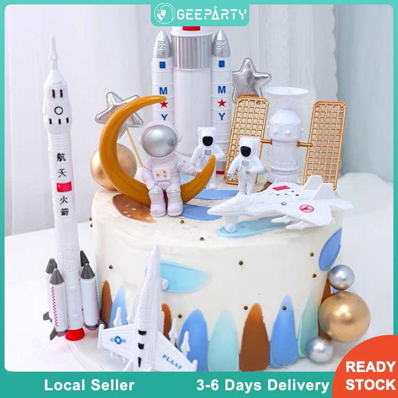 GeeParty 7Pcs Astronaut Rocket Cake Topper for Outer Space Kid's ...