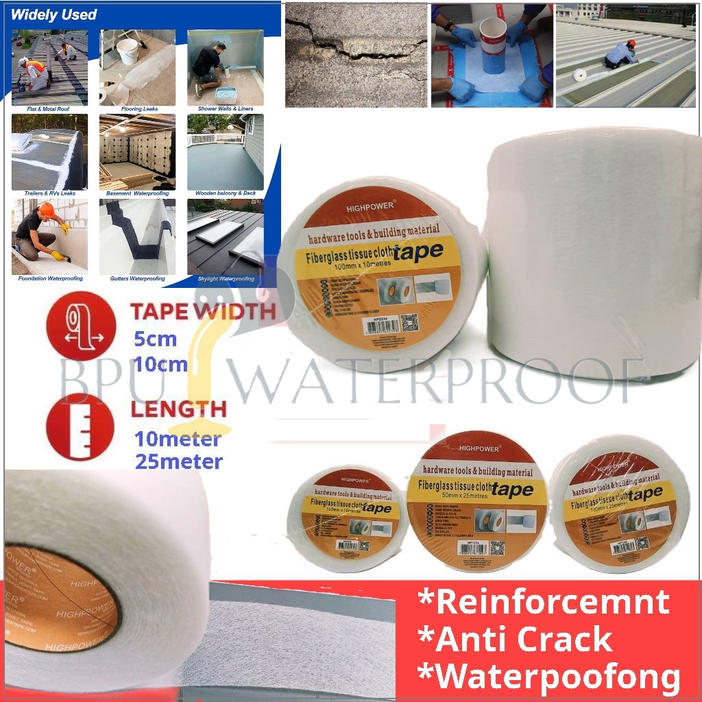 Fiberglass Tissue Mat / Kain Fiber Non-Woven Tissue Waterproof Tape ...