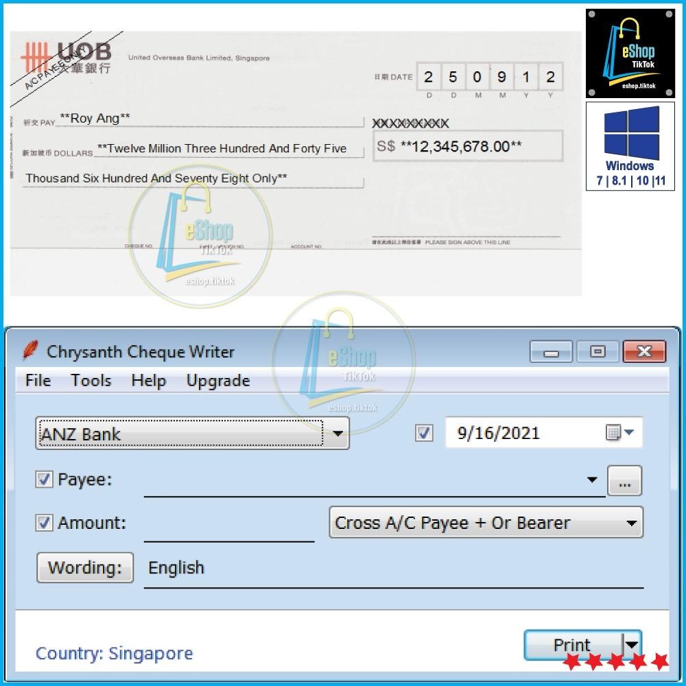 Cheque Writer Software Singapore Version CHEQUE WRITER SOFTWARE ...