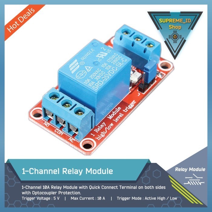 1-channel Optocoupler 5V 12V 24V Relay Module + Adjustable Hi/Lo ...