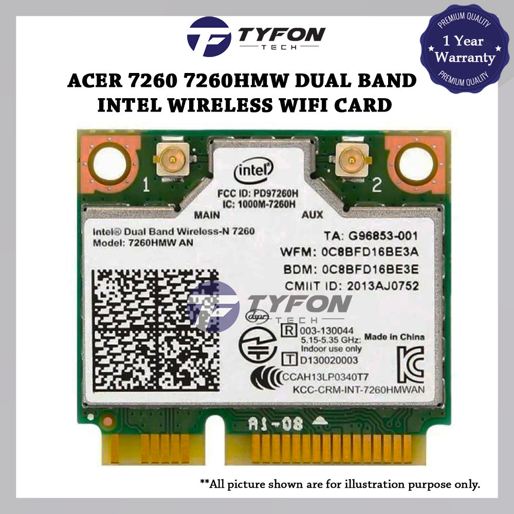 Intel Dual Band Wireless-N 7260 7260HMW Bluetooth Wifi Card Mini PCI-E 300Mbps 717381-001 ...