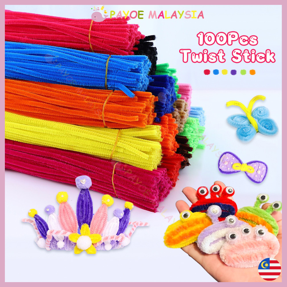 Payoe 100 Pcs 扭扭棒 Chenille Stick Handmade Flower Materials Set Dawai ...