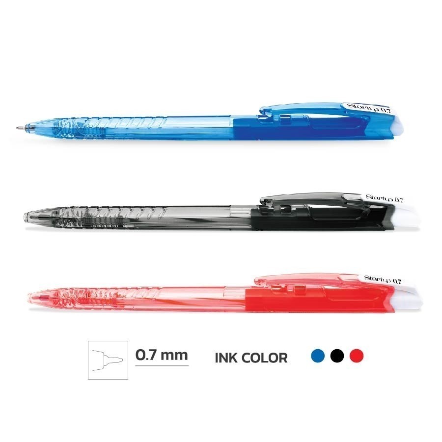 FlexOffice Start Up 0.7mm Retractable Ball-Pen - Blue/Black/Red (Box of ...