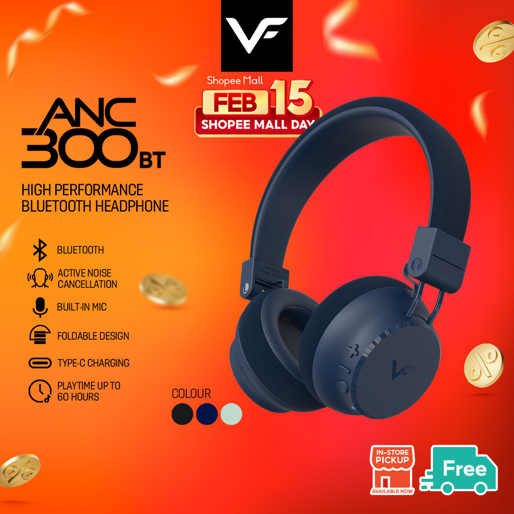 Vinnfier VF ANC 300 BT Active Noise Cancelling Bluetooth Headphone ...