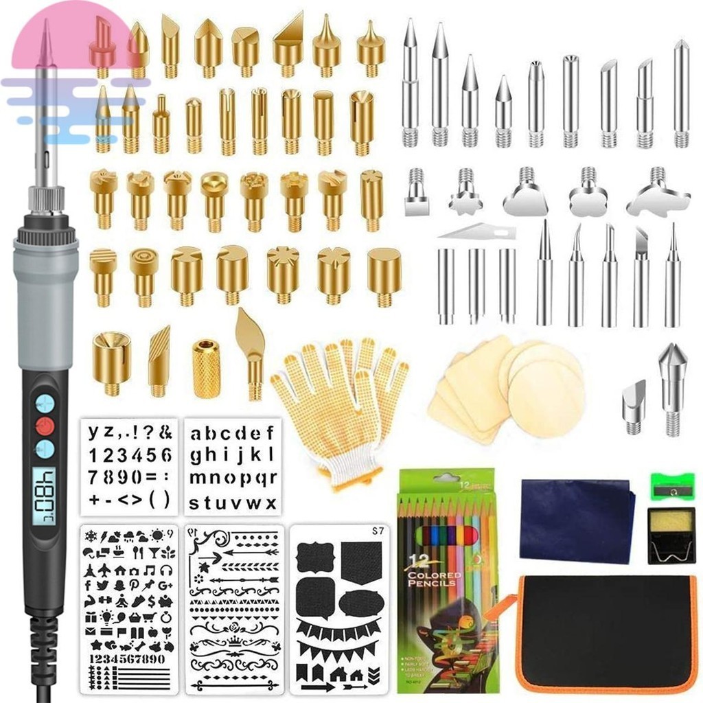 110Pcs Wood Burning Pen Kit with LCD Display Professional Wood Burning ...