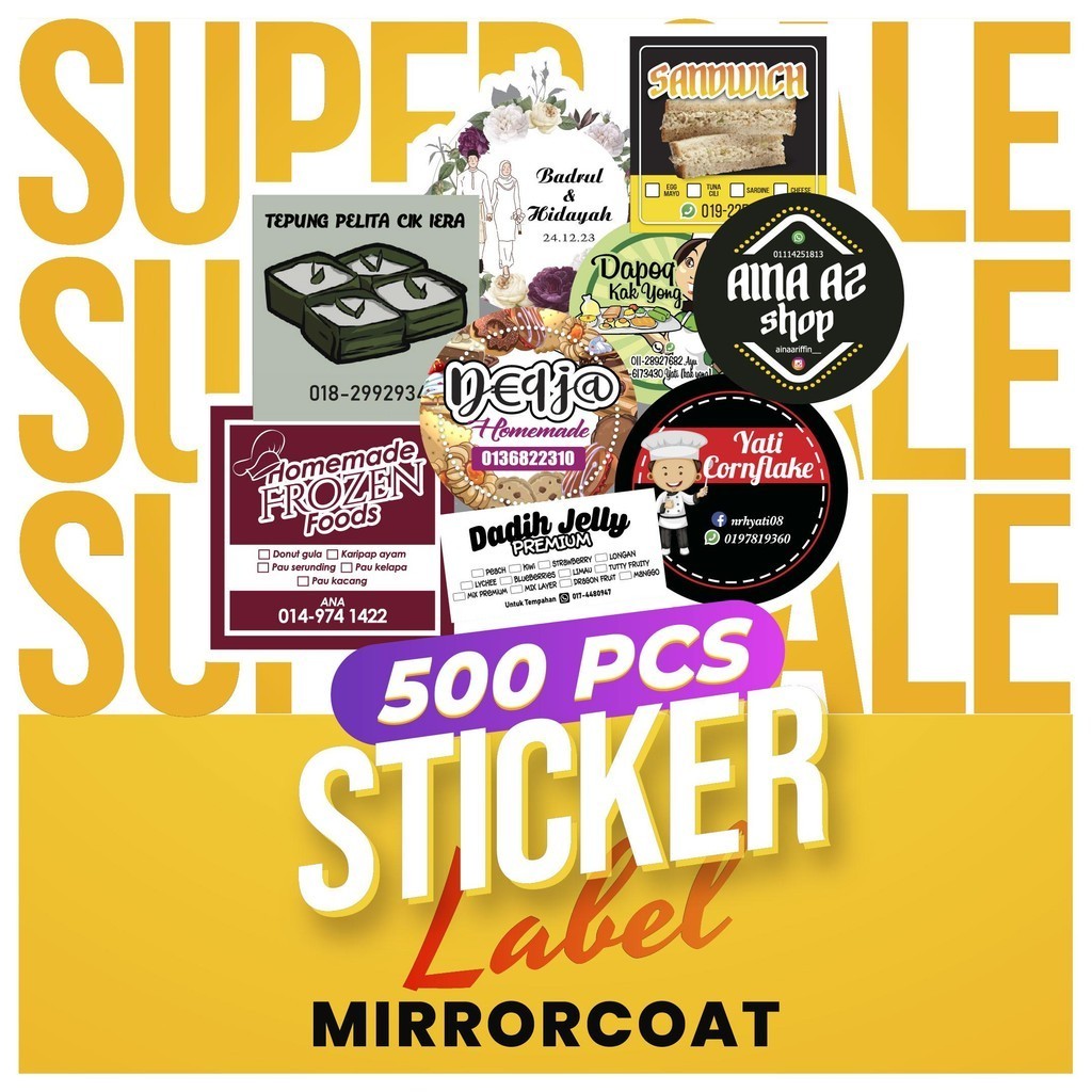 STICKER LABEL PRODUK MIRRORCOAT STIKER BALANG KUIH, MAKANAN MURAH ...