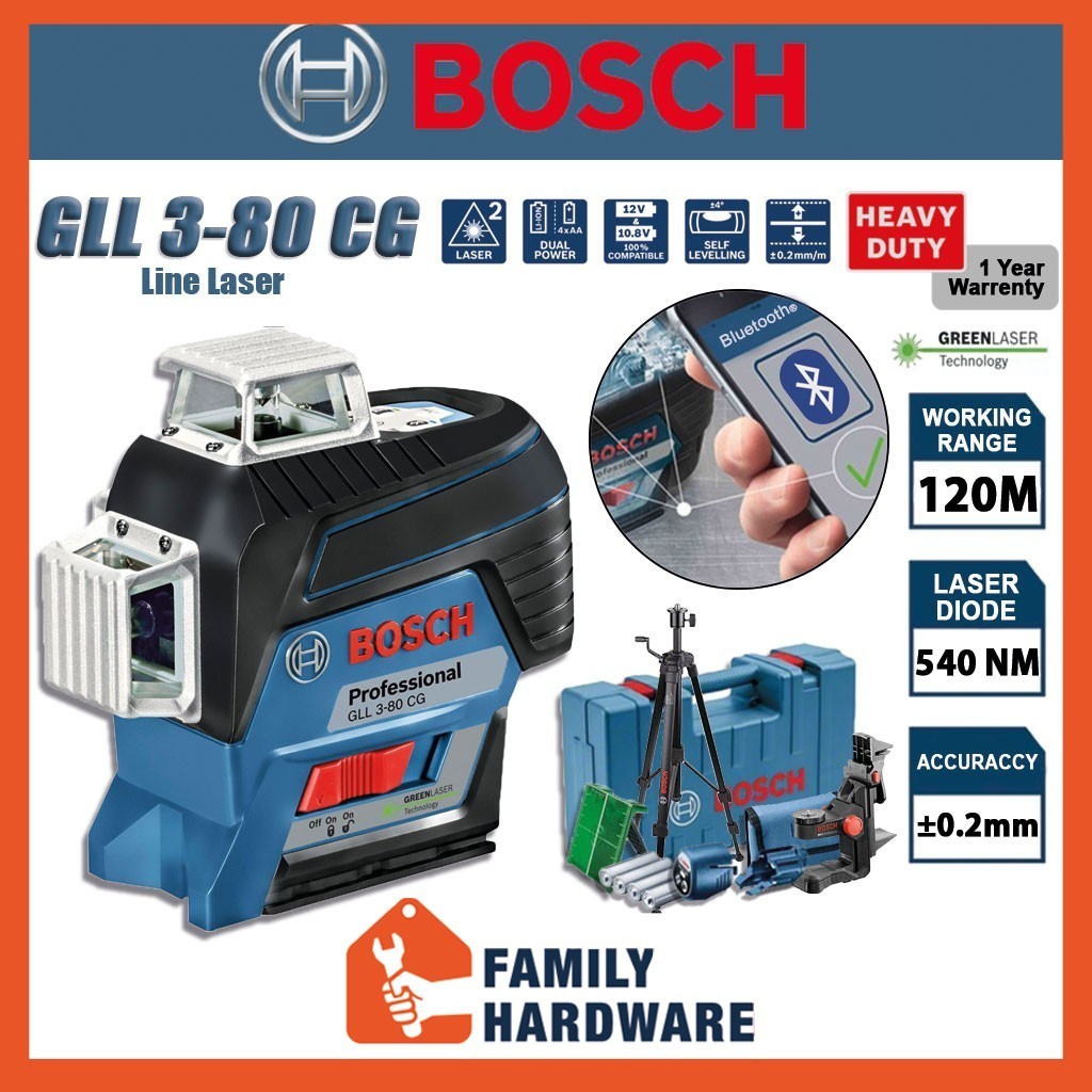 BOSCH GLL 3-80 CG Professional Line Laser BT150 BT 150 Professional Tripod 0601096B00 BM1 GLL3 ...