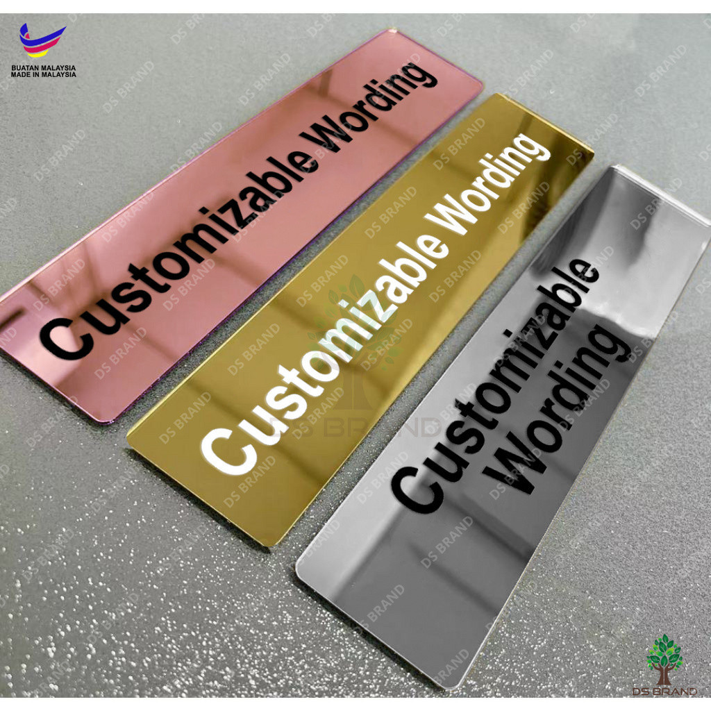 Papan Tanda Pejabat Akrilik / Acrylic papan tanda/ signage Mirror Gold ...