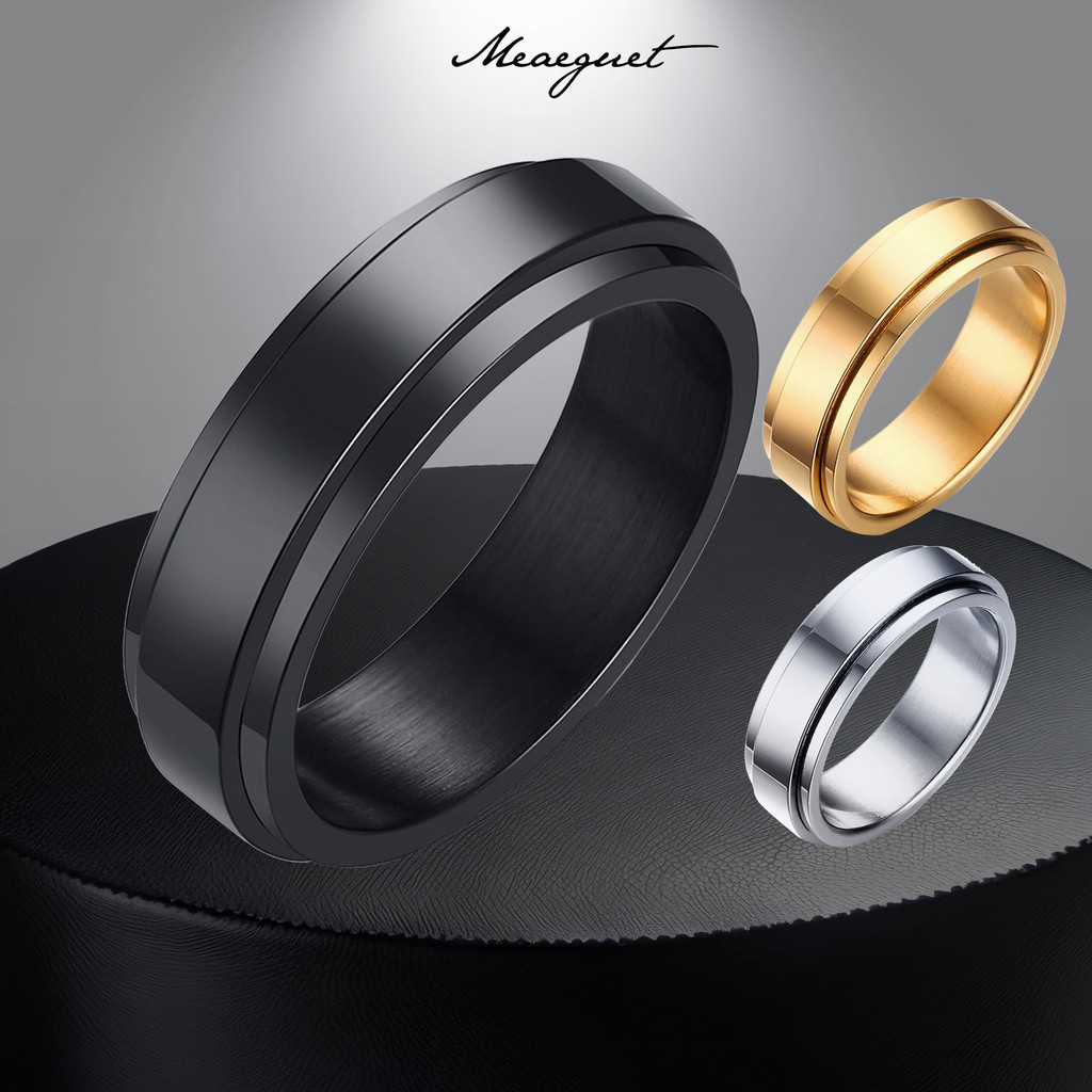 Meaeguet 6MM Cool Spinner Ring Stainless Steel Fidget Ring Anxiety Ring ...