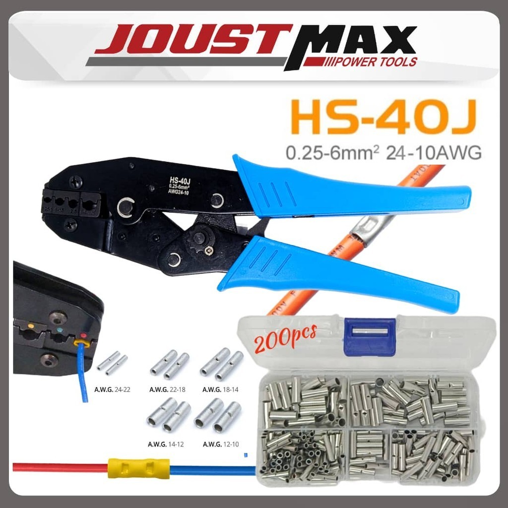 HS-40J Ratchet Terminal Crimping Tool Pliers with 200pcs Copper Wire ...