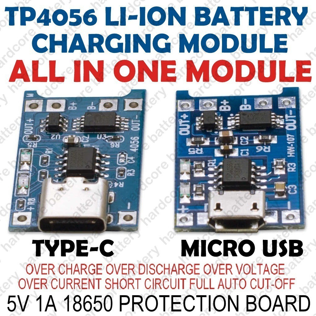 TP4056 Type-C 5V 1A Battery Charging protection Module Board 18650 ...