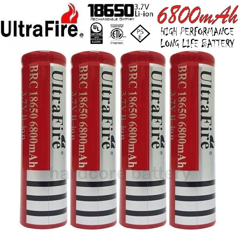 ORIGINAL UltraFire Flat top 18650 3.7V Rechargeable Battery Batteries ...