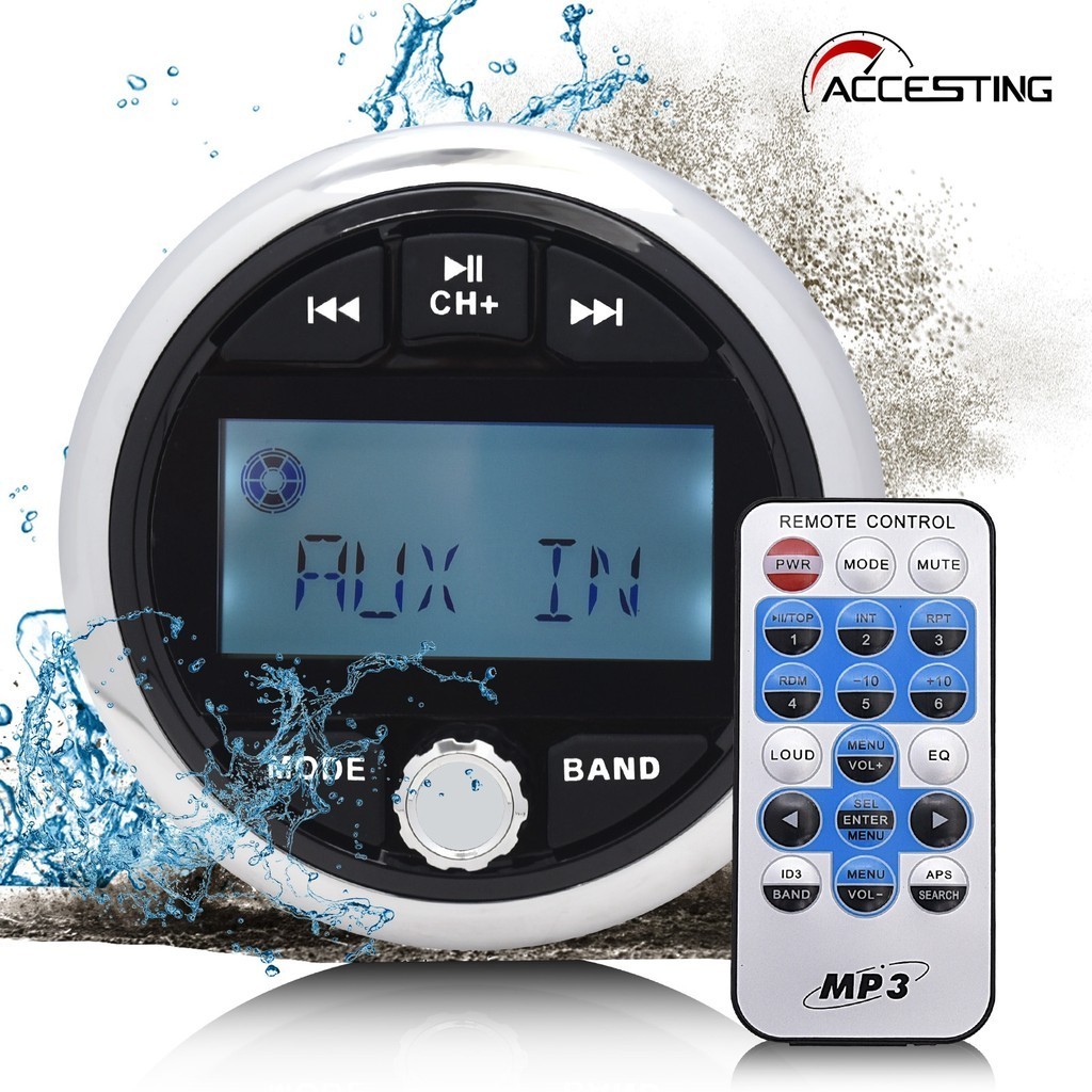 Marine Radio Stereo MP3 Marine Compact Multimedia Receiver FM AM ...