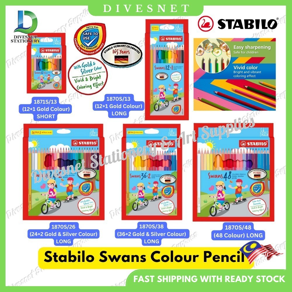 Stabilo Swans Colored Pencil Colour Color Pencil 13/ 26/ 38/ 48 (1870 ...
