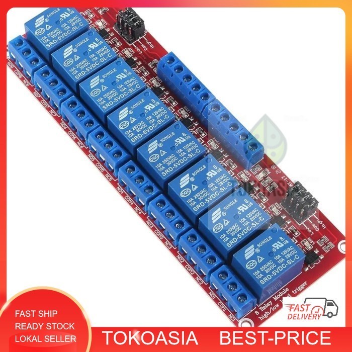 RELAY 8 CHANNEL 5V 12V 24V WITH OPTO ISOLATED HIGH OR LOW LEVEL TRIGER ...