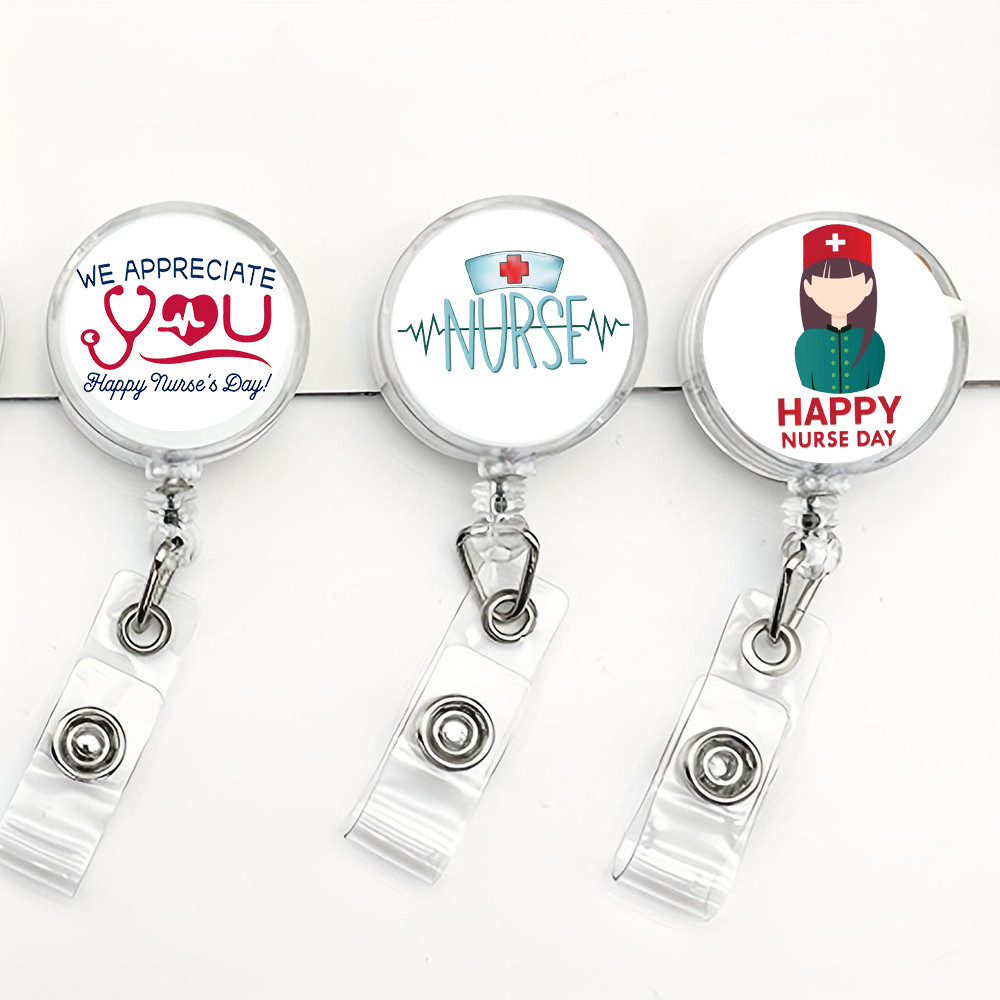 Happy Nurses Day Retractable Badge Scroll Alligator Clip Badge ID Card ...