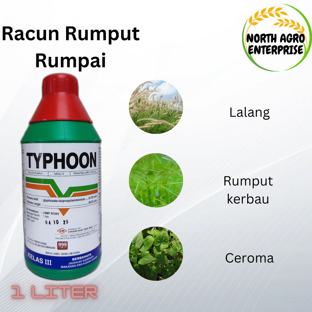 Typhoon | Racun rumput rumpai | Glyphosate 41% Weed Killer Herbicide ...
