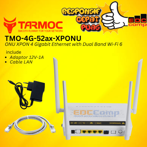 Tarmoc TMO-4G-52ax-XPONU | Xpon ONT 4 Port Gigabit, Wifi6 Gpon EPON Wi ...