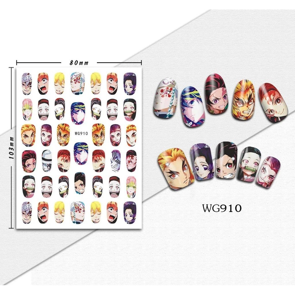 Anime Nail Stickers Nezuko Demon Slayer Nail Art Weeb Nails Accessories ...