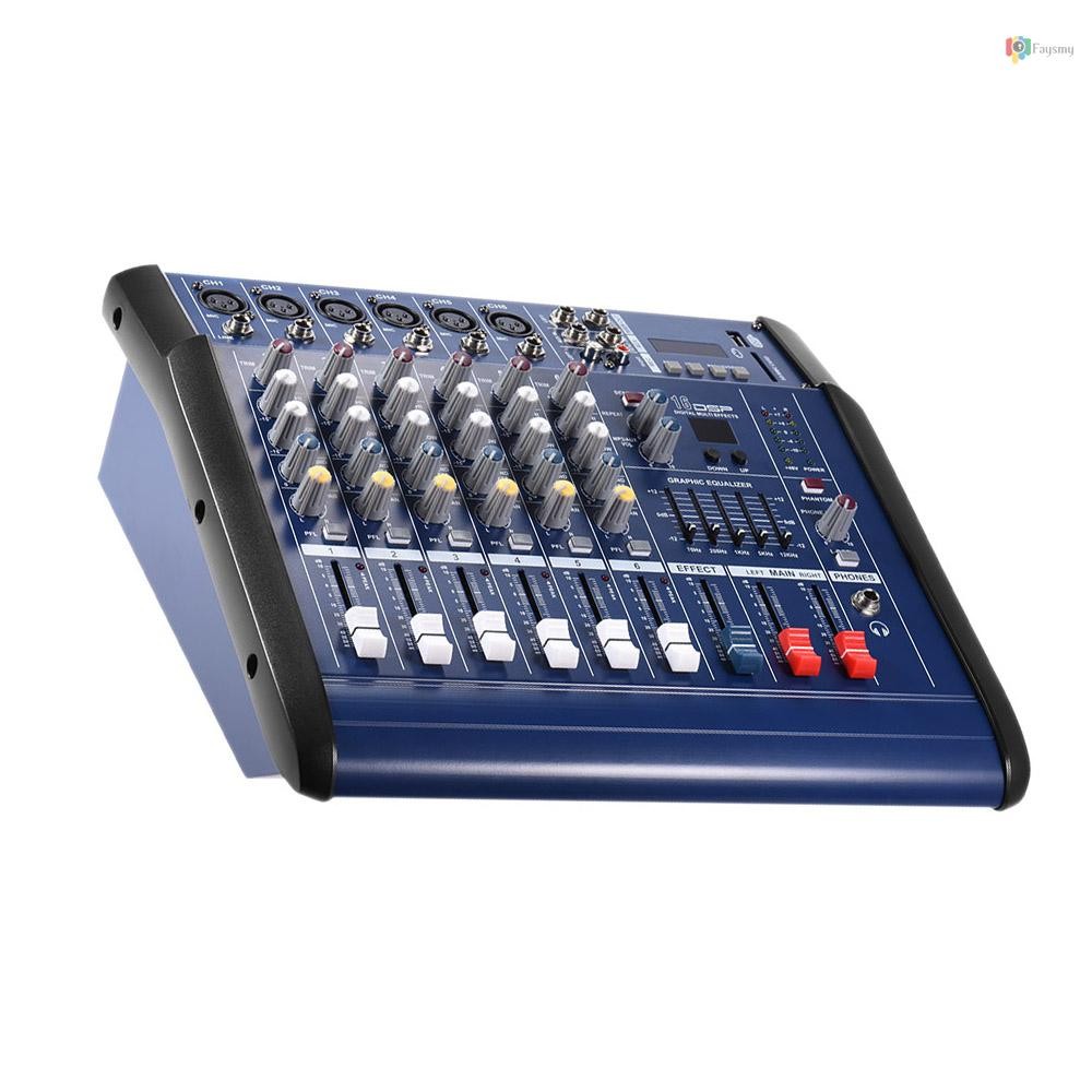 6 Channels Digital Mic Line Audio Mixing Console Power Mixer Amplifier ...