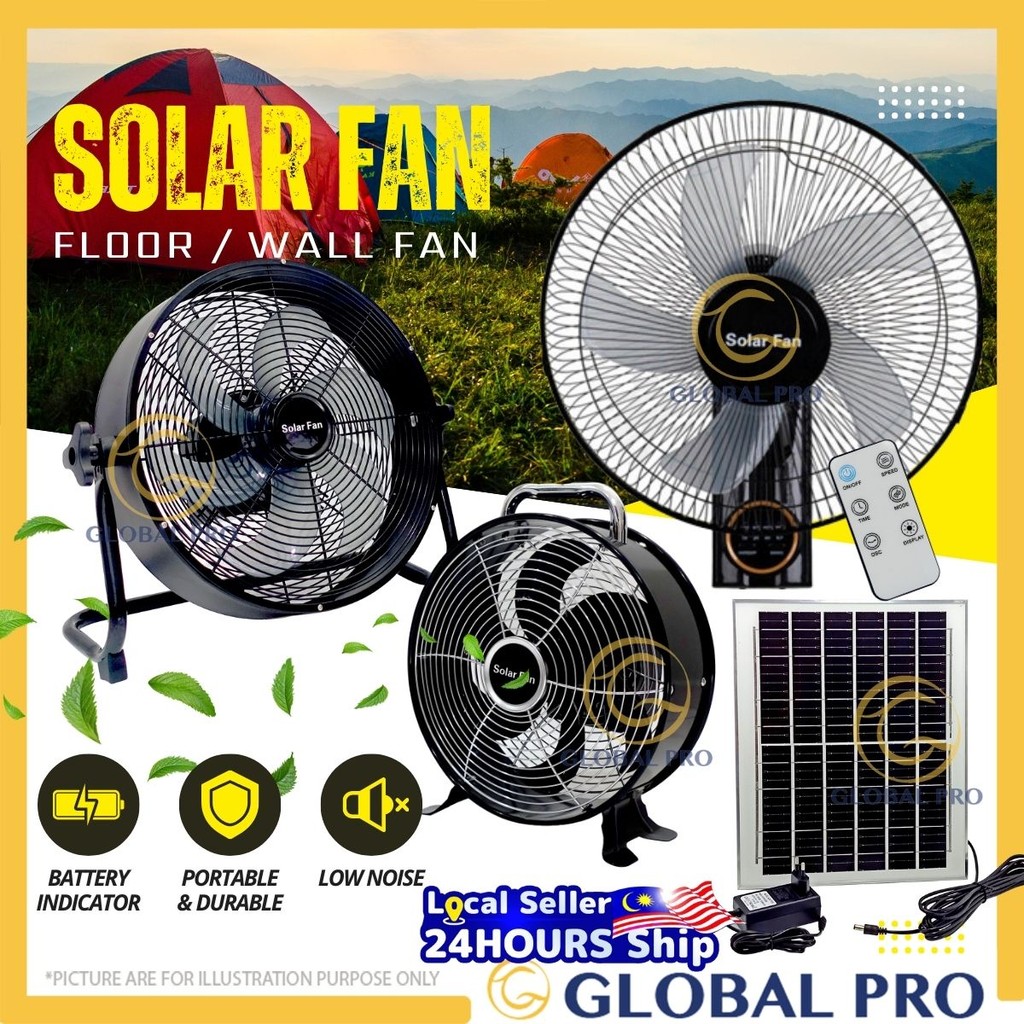 10" / 12" / 16" KIPAS SOLAR Kipas Dinding Rechargeable Fan Kipas Solar ...