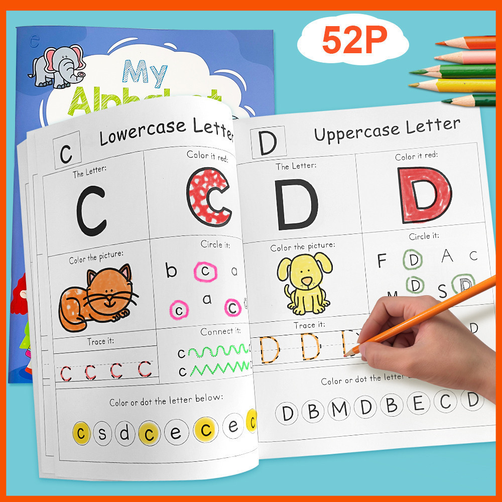 tracing book for kid ABC Alphabet Phonics Words Workbook Handwriting Practice Tracing Activities ...