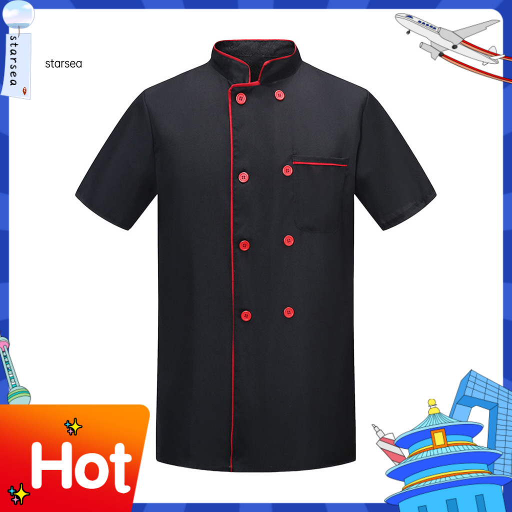SRA ZK Buttoned Chef Coat Breathable Chef Clothes Summer Chef Uniform ...