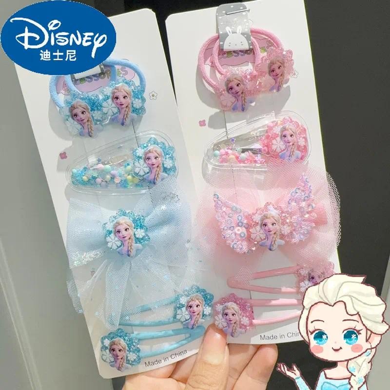 4pcs Dsiney Anime Frozen Hairpin Kawaii Elsa Anna Princess Hairrope ...