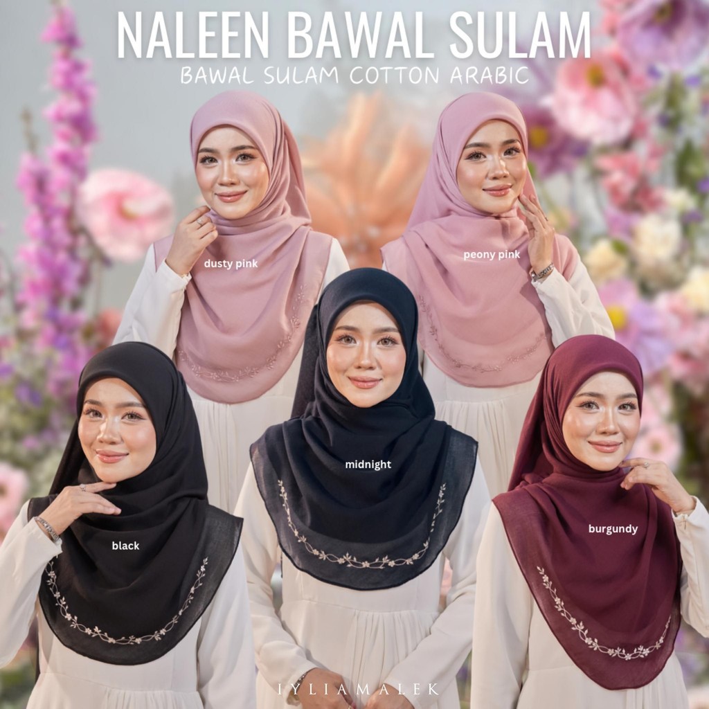 RAYA 2025 NALEEN Bawal Sulam 2 Tone Arabian Cotton Voile By IyliaMalek | Shopee Malaysia