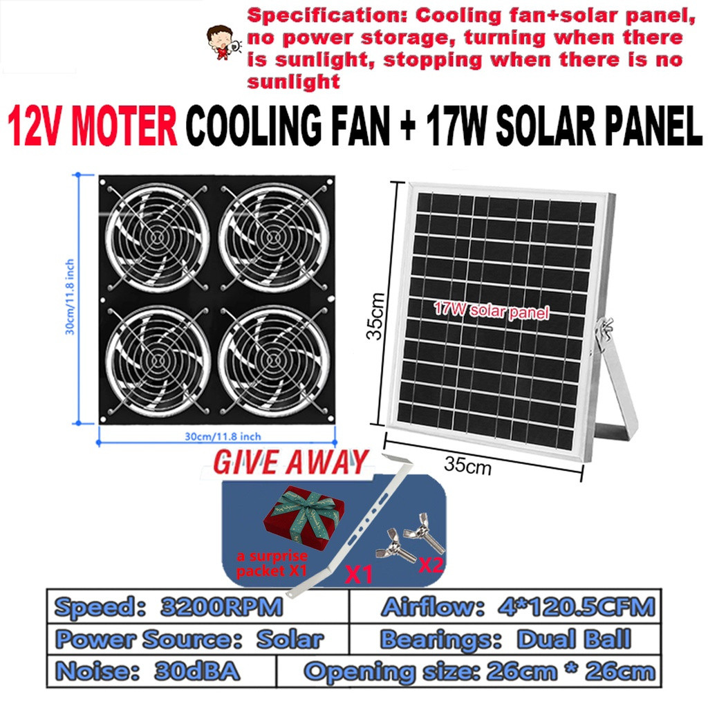 3500RPM Kipas Ekzos 20W Panel solar DC 12V Kipas Pengudaraan Industri ...