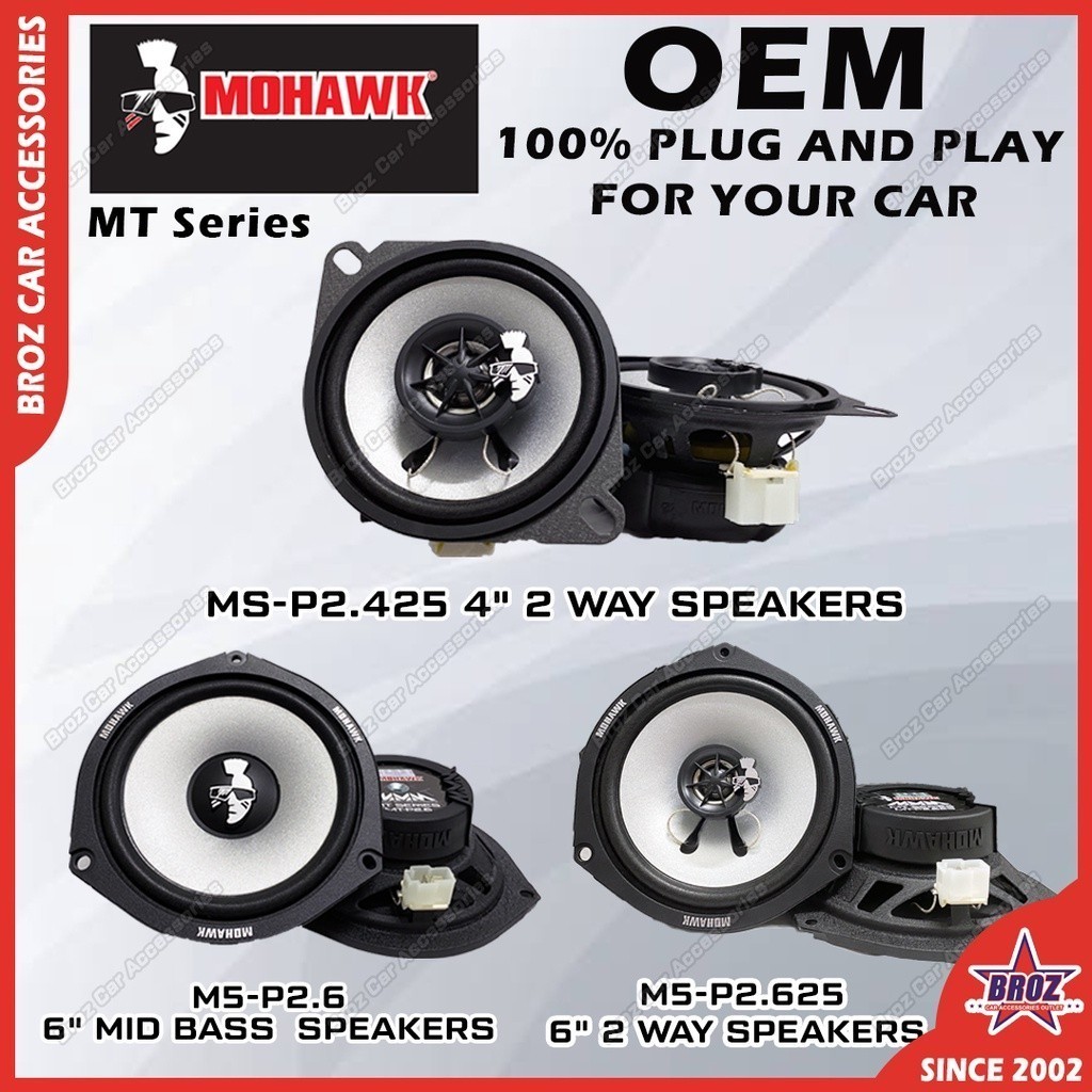 100% Original MOHAWK MT Series Plug & Play Speaker Kereta Speaker 6 / 4 ...