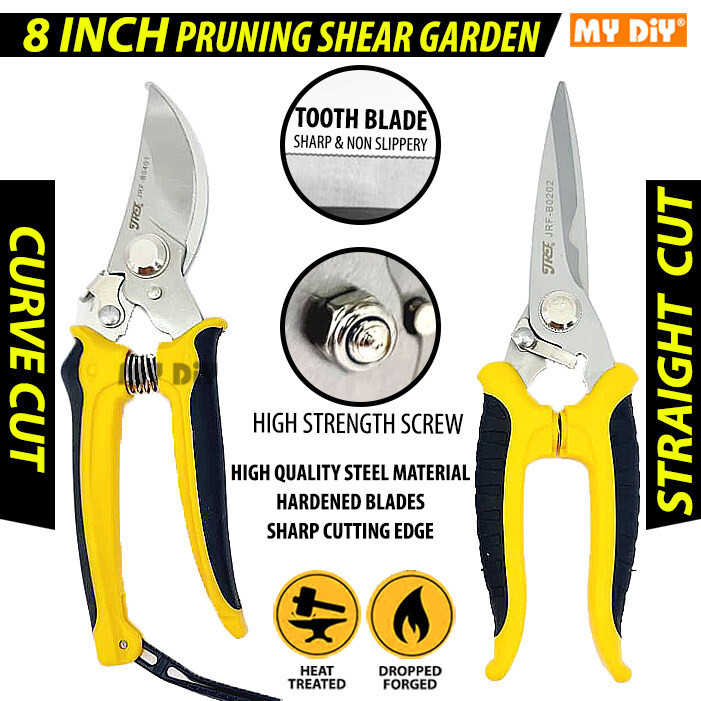 JRF Heavy Duty 8 inch Pruning Shear Garden Shear Scissor Garden Cutter ...