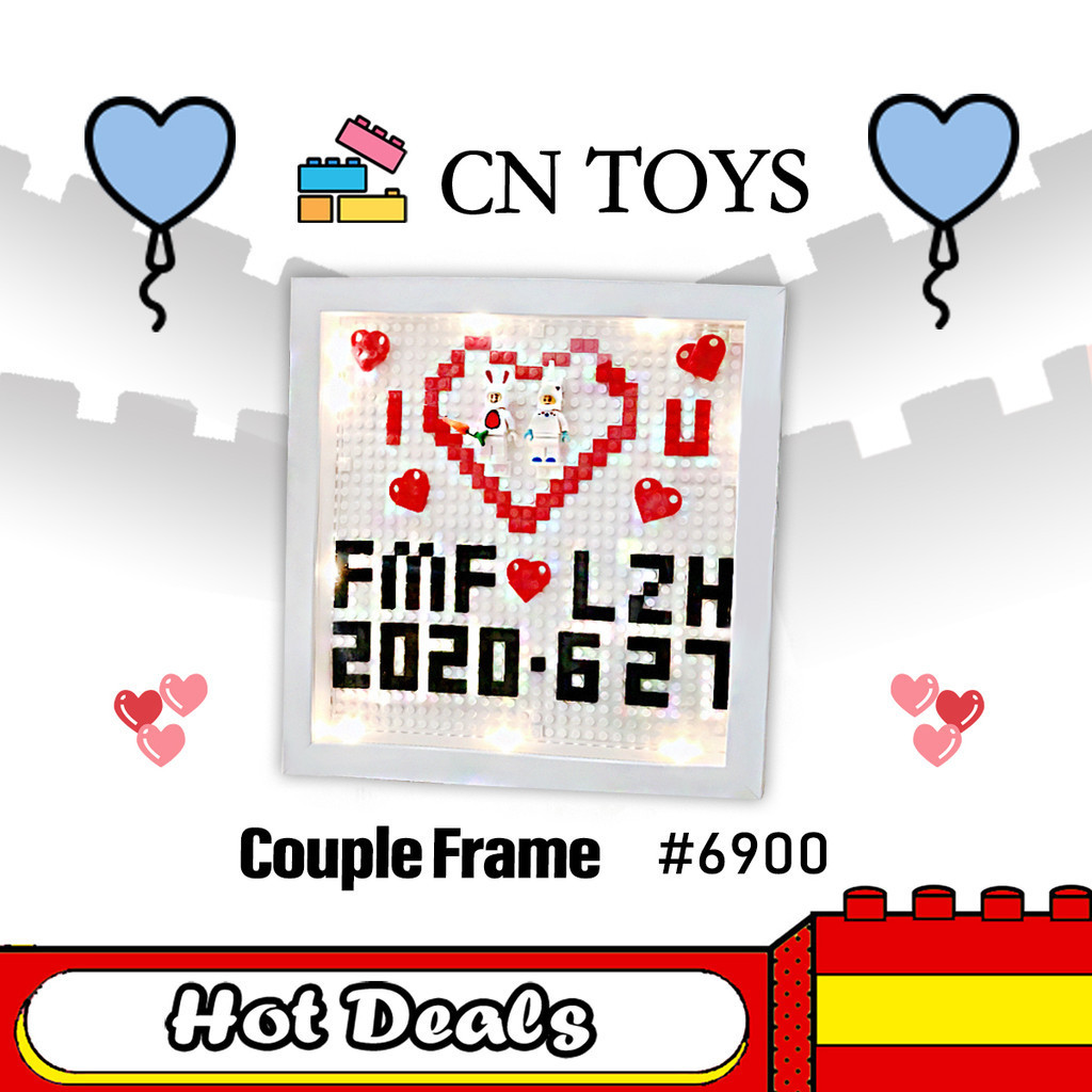 Customization Building Blocks Frame I LOVE U Wedding Anniversary ...