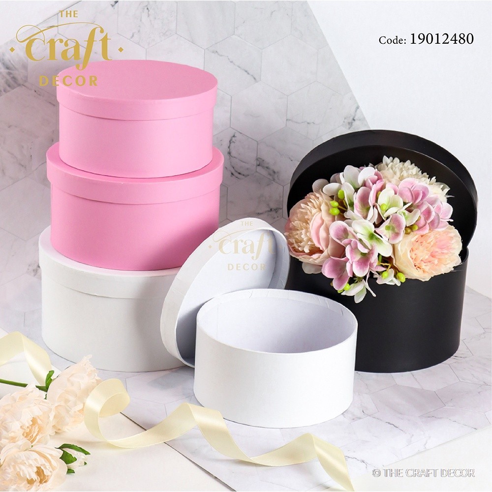 The Craft Decor Round Flower Box | Gift Box | Kotak Bunga Hantaran Florist | Surprise Delivery ...