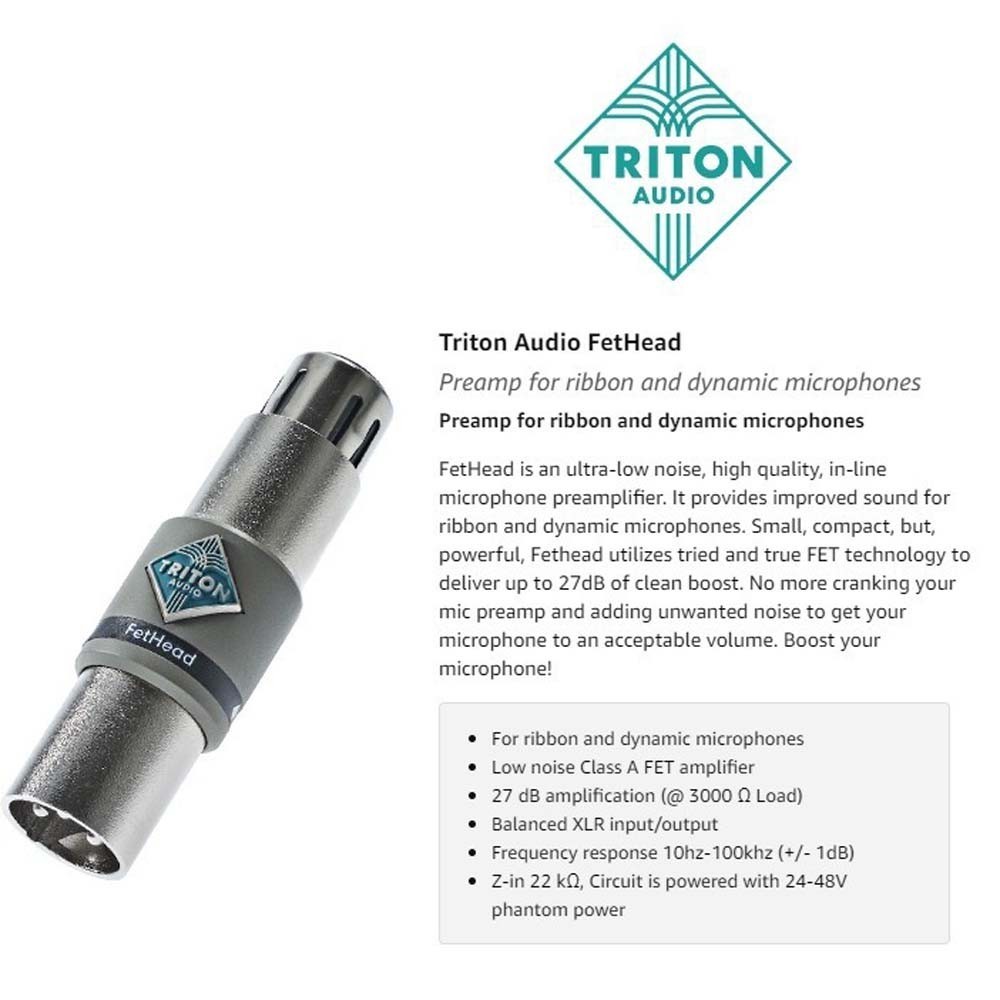 Triton Audio - FetHead In-Line Microphone Preamplifier, 27dB's of clean ...