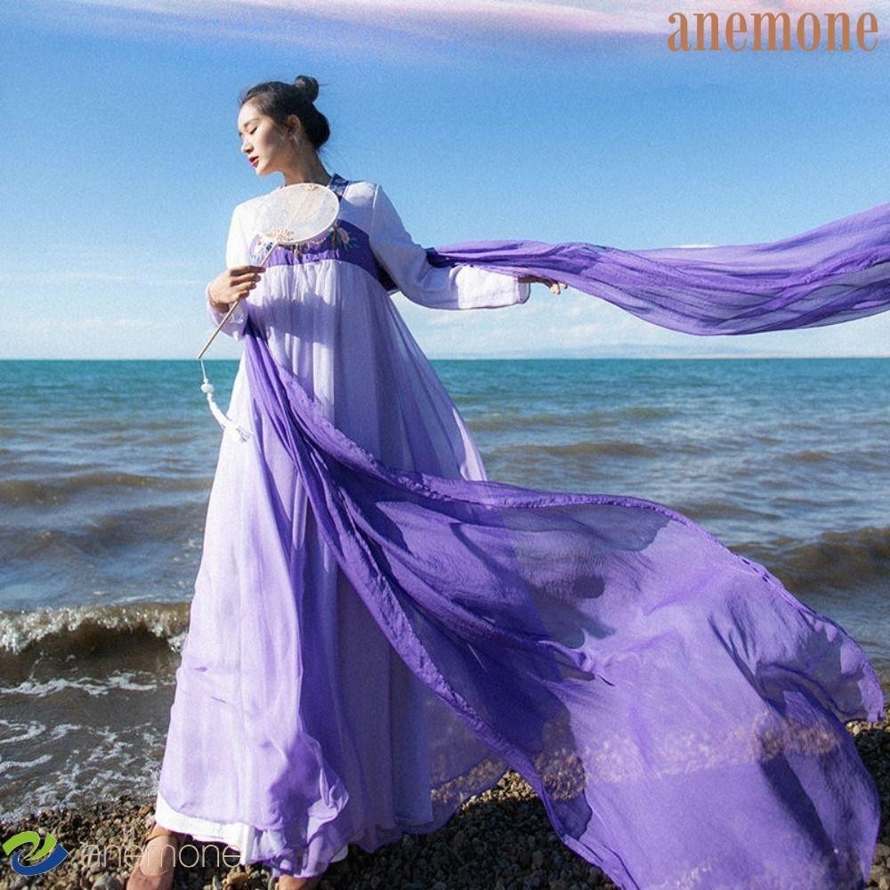ANEMONE Hanfu Long Shawl Silk Scarf, 4M Chinese Chiffon Long Shawl ...