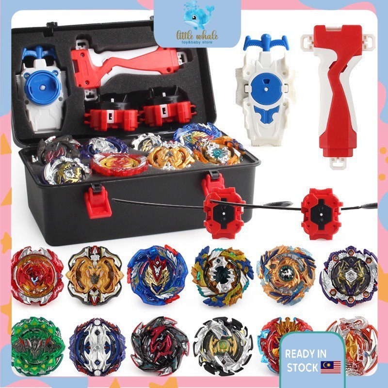 🐳Children's Gyro Toy Set (12Pcs) Spinning Launcher Battle Gyro Game 12 Gyro 3 Launcher Beyblade ...