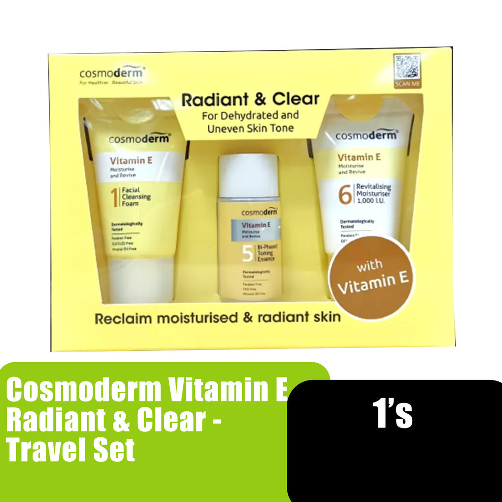 Cosmoderm Vitamin E Radiant & Clear Set - Travel Set (Cleanser ...