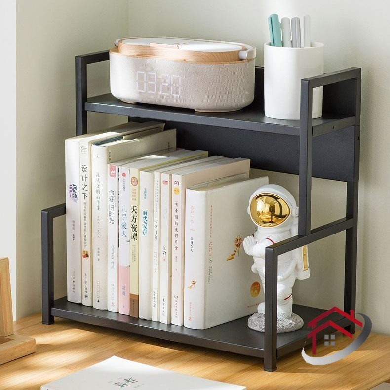 Desktop Bookshelf Desk Storage Rack Shelf Iron Office Desk Rack ...