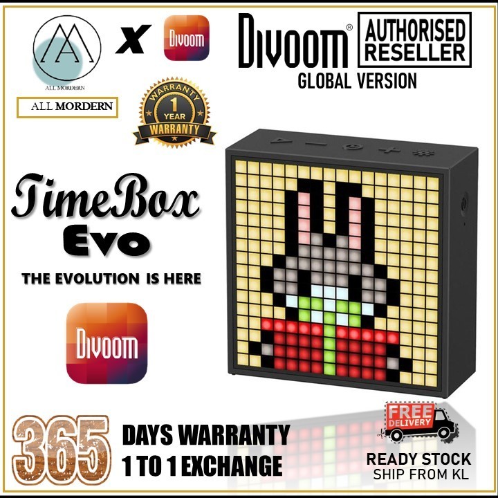 [Authentic] Divoom Timebox Evo Portable Bluetooth Speaker Pixel Art With 256 Programmable LED ...