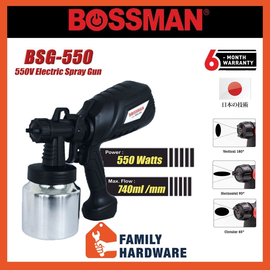 BOSSMAN BSG-550 550W Handheld Electric Paint Spray Gun Pistol Semburan ...