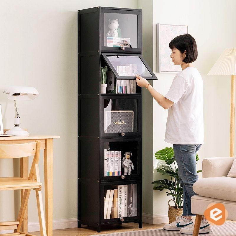 Bookshelf Narrow Gap Transparent Display Cabinet Desktop Storage Box ...