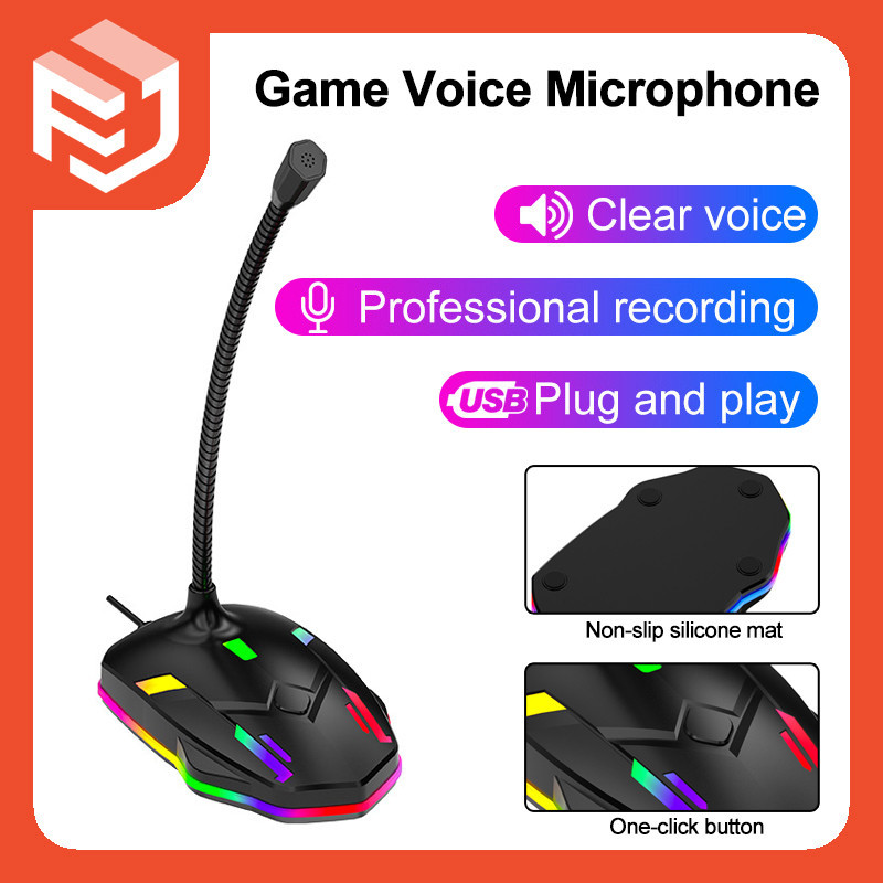 RGB gaming voice microphone desktop conference USB condenser recording ...