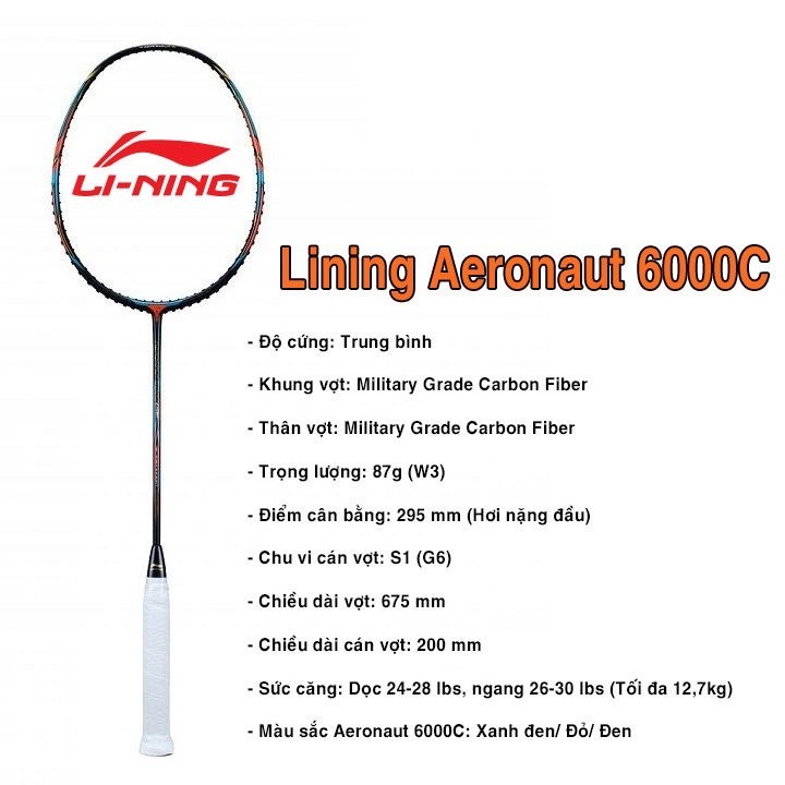 Genuine Lining Aeronaut 6000 Badminton Racket (codes 6000D, C, I, Max ...