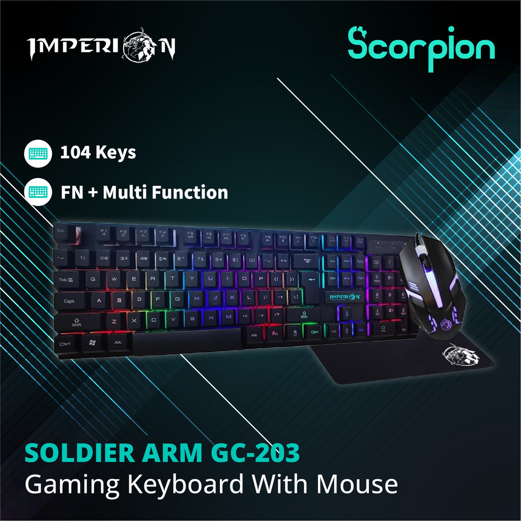 Imperion SOLDIER ARM GC-203 Gaming Backlight Keyboard With Mouse And ...