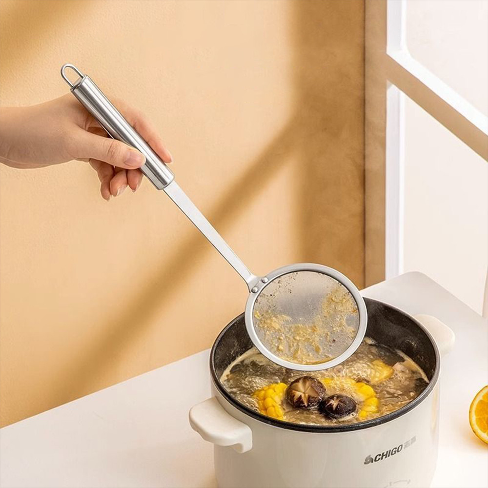 Kitchen 304 stainless steel colander filter oil filter oil spoon foam ...