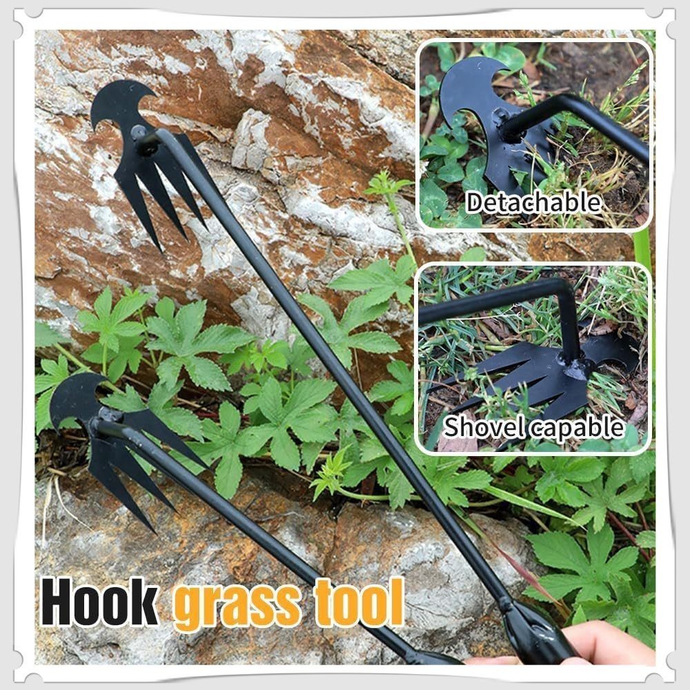 4 Teeth Multi-function Weeder Grass Rooting Loose Soil Rake Manganese ...