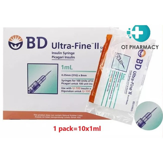 BD Ultra-Fine Insulin Syringe 1ml (31G) X 8mm Short Needles 10pcs/1 ...